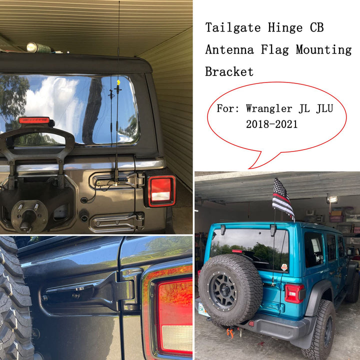 iFJF Tailgate Hinge CB Antenna Flag Mounting Bracket for Wrangler JL J ...